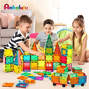 Anbalulu Magnetic Building Tiles, 134PCS Large Magnet Building Set,Magnetic Blocks, 3D STEM Stacking Toys, Magnets Toy for Kids Boys Girls