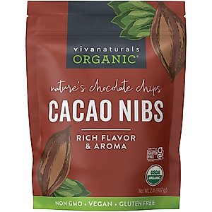 Viva Naturals Organic Cacao Nibs, 2 Lb - Certified Keto and Vegan Superfood, Perfect for Gluten Free Baking and Smoothie Topper, Premium Criollo Beans, Non-GMO