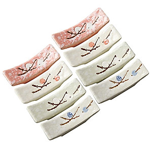 Chopsticks Display Holder 8Pcs Ceramic Chopsticks Rest, Japanese Style Chopsticks Holder Paint Brush Stand Holder Set Spoon Forks Tableware Rest Japanese Chopsticks Holder(Random Color)