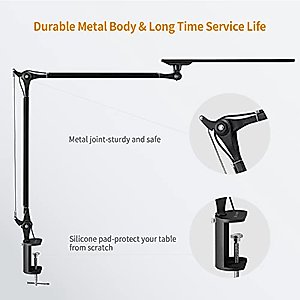 PHIVE LED Desk Lamp, Architect Clamp on Desk Light, Eye-Caring Metal Swing Arm Drafting Table Lamp, Dimmable, 4 Color Modes - Great for Workbench, Office, Task, Reading, Drawing (Upgraded Version)