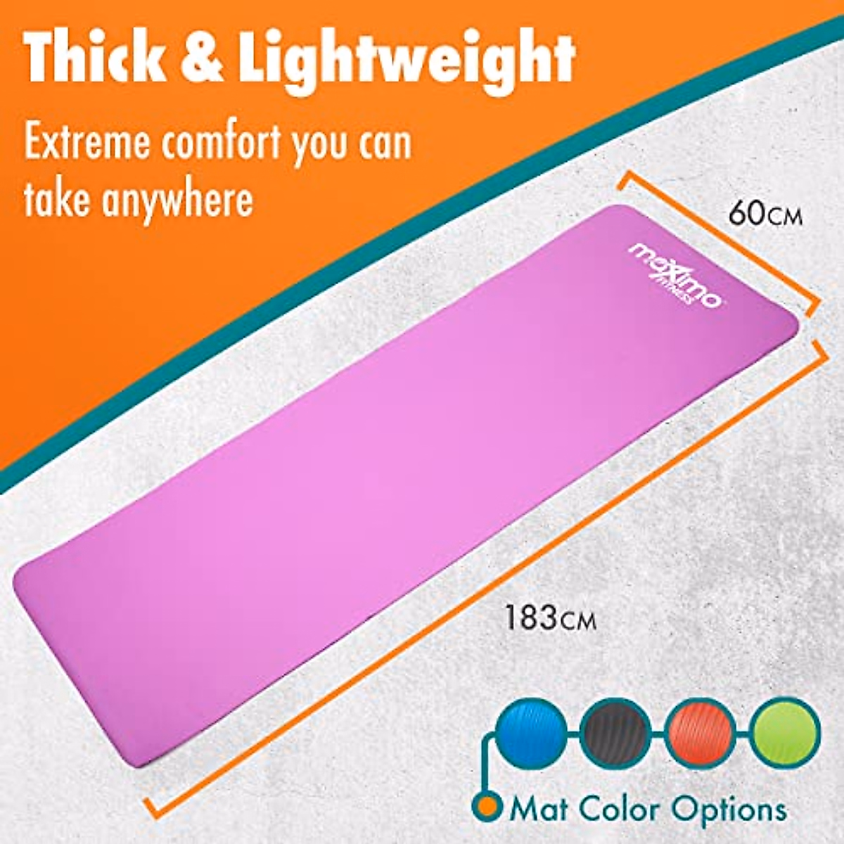 Maximo Fitness Yoga Mat - Multipurpose 72" x 24" x 0.5"(Standard) Exercise Mat for Men, Women and Kids, Ideal Non Slip Workout Mats for Yoga, Pilates, Gym Exercise with Carrying Strap