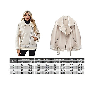 LY VAREY LIN Women's Faux Shearing Moto Jacket Thick Lined Parka Winter Shearling Coat Leather Jacket