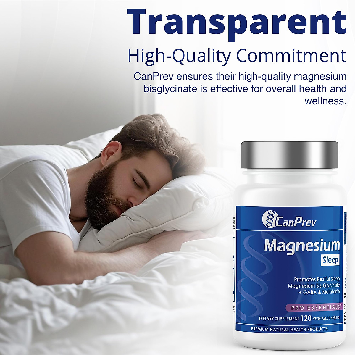 CanPrev - Magnesium Bisglycinate Chelated + GABA & Melatonin 120 Caps - Muscle Health, Bone Health and Cramp Relief - 3rd Party Tested - Formulated & Made in Canada