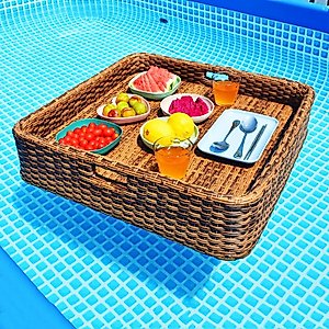 ENPAP Deluxe Floating Tray for Pool, Swimming Pool Floating Tray Table & Bar, Family Size Floating Refreshments Holding Tray for Snacks and Drinks (Size : 80cm)
