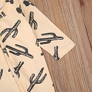 CIYCUIT Baby Girls Cactus Footies Newborn Zip Up Onesie Romper (B Cactus, 0-3 Months)