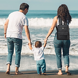 Diaper Bag Backpack Leather Baby Bag with Multiple Pockets, Changing Station, Stroller Straps, Large Capacity for Wet Clothes, Breast Pump, Milk Bottle Brown