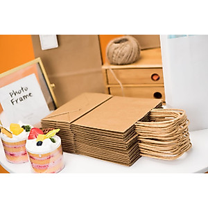 RACETOP Small Brown Kraft Paper Bags with Handles Bulk, 5.9"x3.2"x8.3" 50Pcs Small Brown Gift Bags, Mini Paper Bags, Gift Bags Bulk, Goodie Bag, Retail Bags, Gift Wrap Bags, Shopping Bags