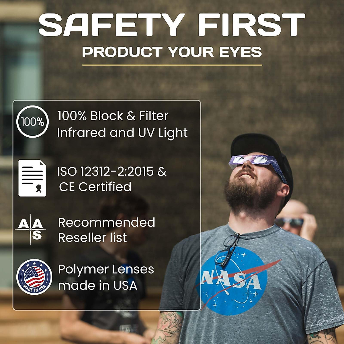 Tesyker Solar Eclipse Glasses, 6 Pack Paper Solar Eclipse Glasses for Safety Solar Eclipse Viewing, ISO 12312-2 Certified For Direct Sun Observation, AAS-Approved