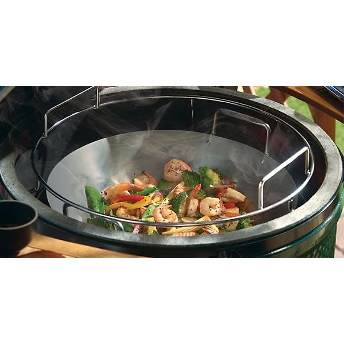 Big Green Egg Carbon Steel 18 Gauge Grilling Wok with Bamboo Spatula 120779