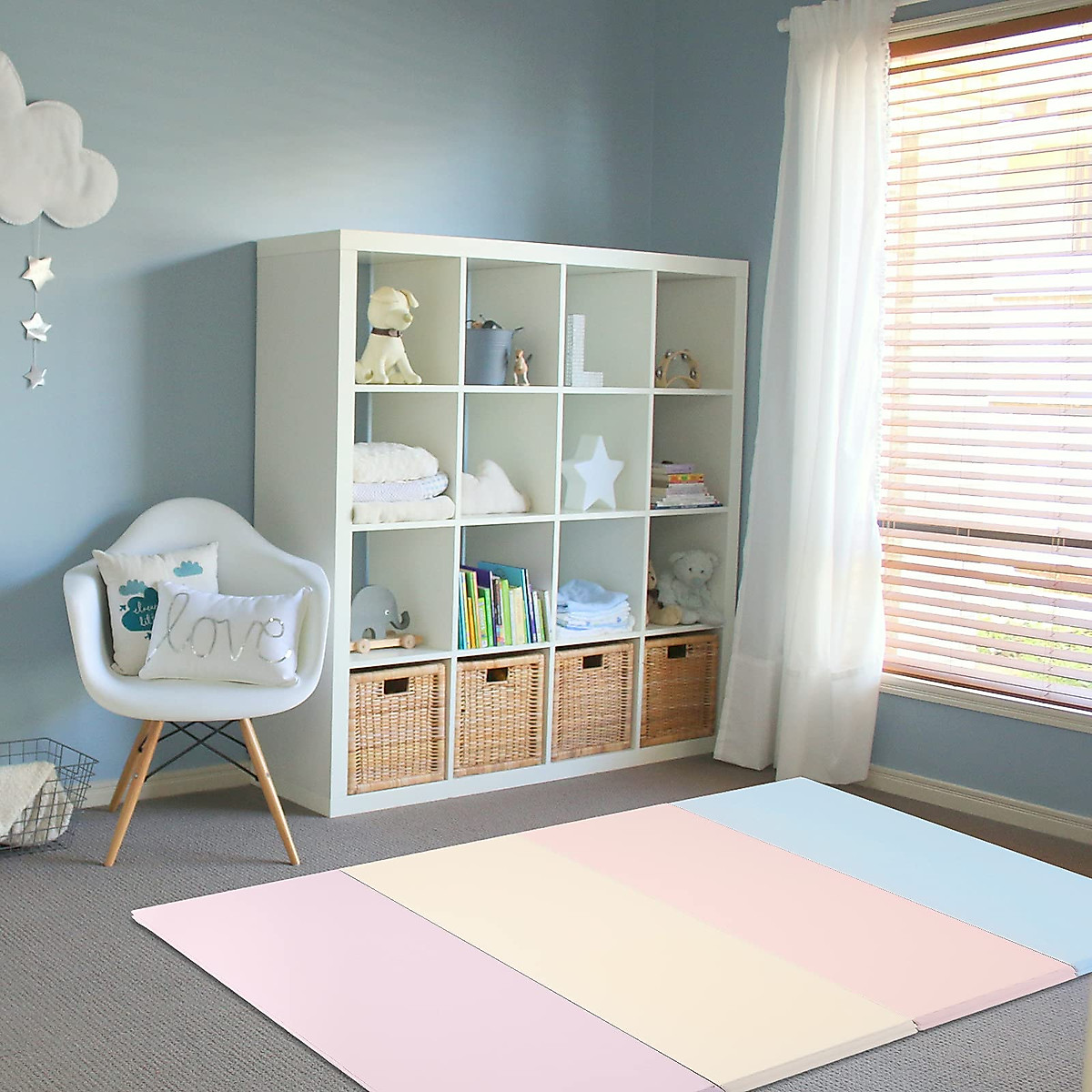 Bonrcea Baby Play Mat,Extra Large Baby Crawling mat,Non-Slip Waterproof&Foldable, Reversable Baby Floor Mat,Baby Mat Gym(1.6 Inch Thickness) (Macaron, 70.87" x78.74" x1.6")