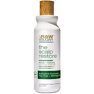 Raw Sugar The Cold Pressed Shampoo and Conditioner Set - Activated Charcoal, Tea Tree, and Moringa Oil. Balances Scalp, Removes Build-Up and Pollutants. 18 Fl Oz Bottles.