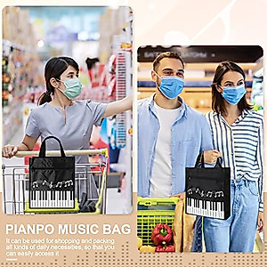 4 Pcs Small Piano Music Bag Piano Keys Handbag Reusable Tote Bag Shoulder Shopping Bag Book Bag Tote for Piano Music Teacher Gifts