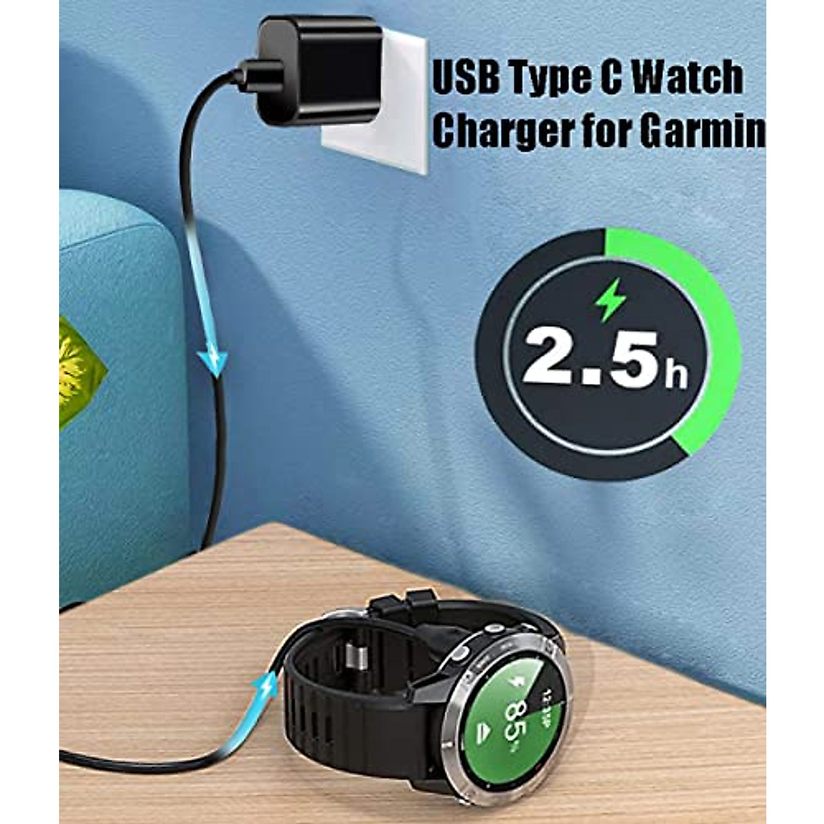 CHS Watch Charging for Garmin Watch, 3FT USB Garmin Charger & Data Transfer, for Garmin Fenix 7X 7 6X 6 6S 5 5X 5S Plus, Forerunner 935, Vivoactive 3, Approach S10 S40