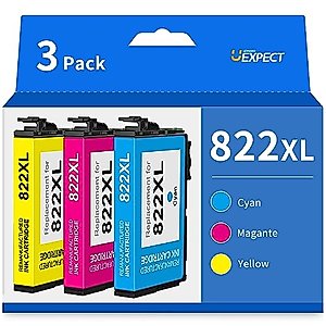 822XL Ink Cartridges Remanufactured Replacement for Epson 822XL 822 XL T822 XL for Workforce Pro WF-3820 WF-4820 WF-4830 WF-4833 WF-4834 Printer Ink (Cyan Magenta Yellow, 3-Pack T822XL)
