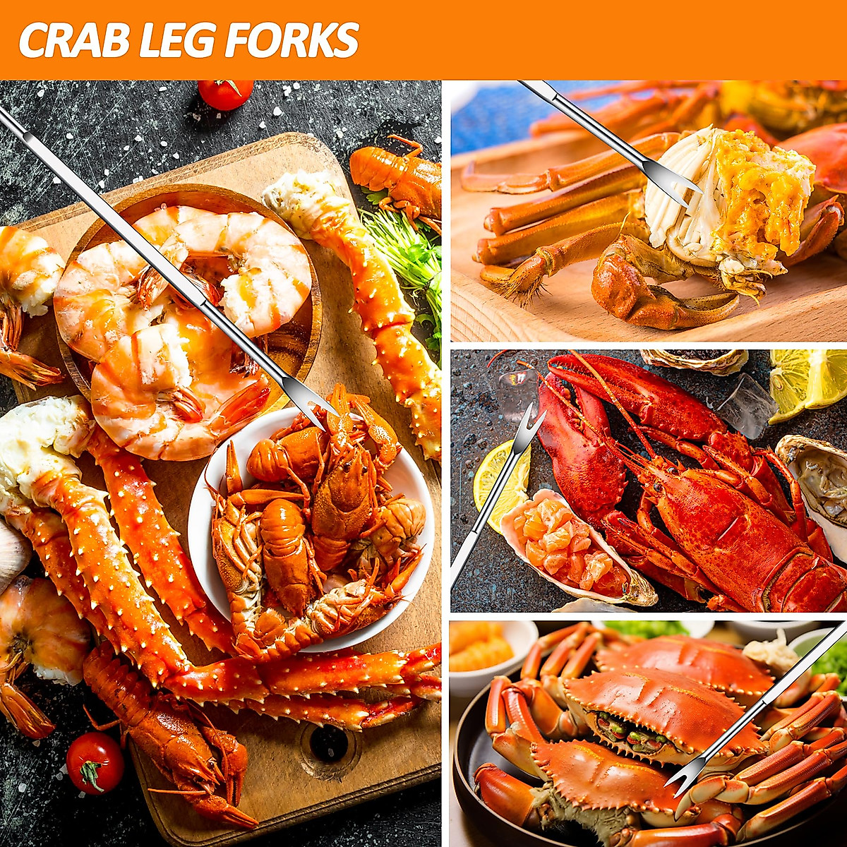 Seafood Crab Crackers and Tools, 21 Pcs Crab Leg Crackers Tools, Lobster Crackers and Picks Set, Crab Utensils Seafood Tools, Crab Forks Scissors Lobster Shellers, mobzio Nut Cracker Set for Crab Legs