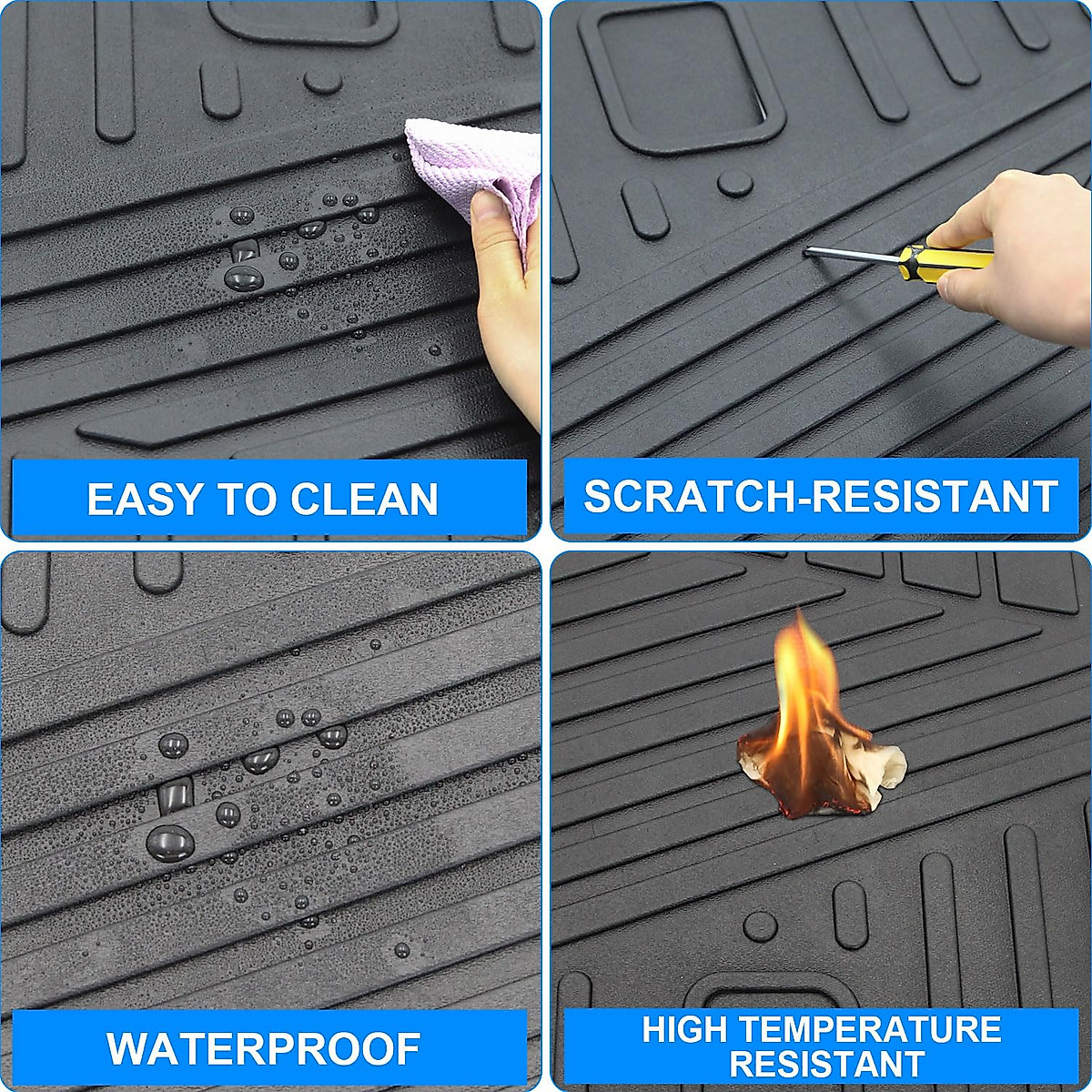 TIMUCI Cargo Mat for 2010-2024 Toyota 4Runner W/O 3rd Seat W/O Sliding Tray, Trunk Mat & Back Seat Cover Protector Set, All Weather TPE Cargo Liner 4 Runner Accessories (Backrest Mats+Cargo Liner)