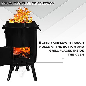 FEBTECH - Wood Fire Uzbek Kazan Oven for Making Plov Pilaf Lagman Shorpa,14-16 inch Diameter, Heavy Duty Steel Qazan Cauldron Duch Oven, Medium & Large Cauldran Capacity 8 L to 18 Ltrs