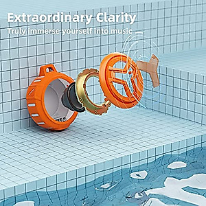 EBODA Bluetooth Shower Speaker, IPX7 Waterproof Portable Wireless Small Mini Speakers, Floating, 2000 mAh with RGB Light for Pool, Beach, Boat, Kayak Accessories, Gifts for Men and women -Orange