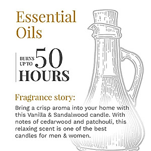 Essential Elements Vanilla and Sandalwood Scented Jar Candles, 9 oz, White, 9 Ounce