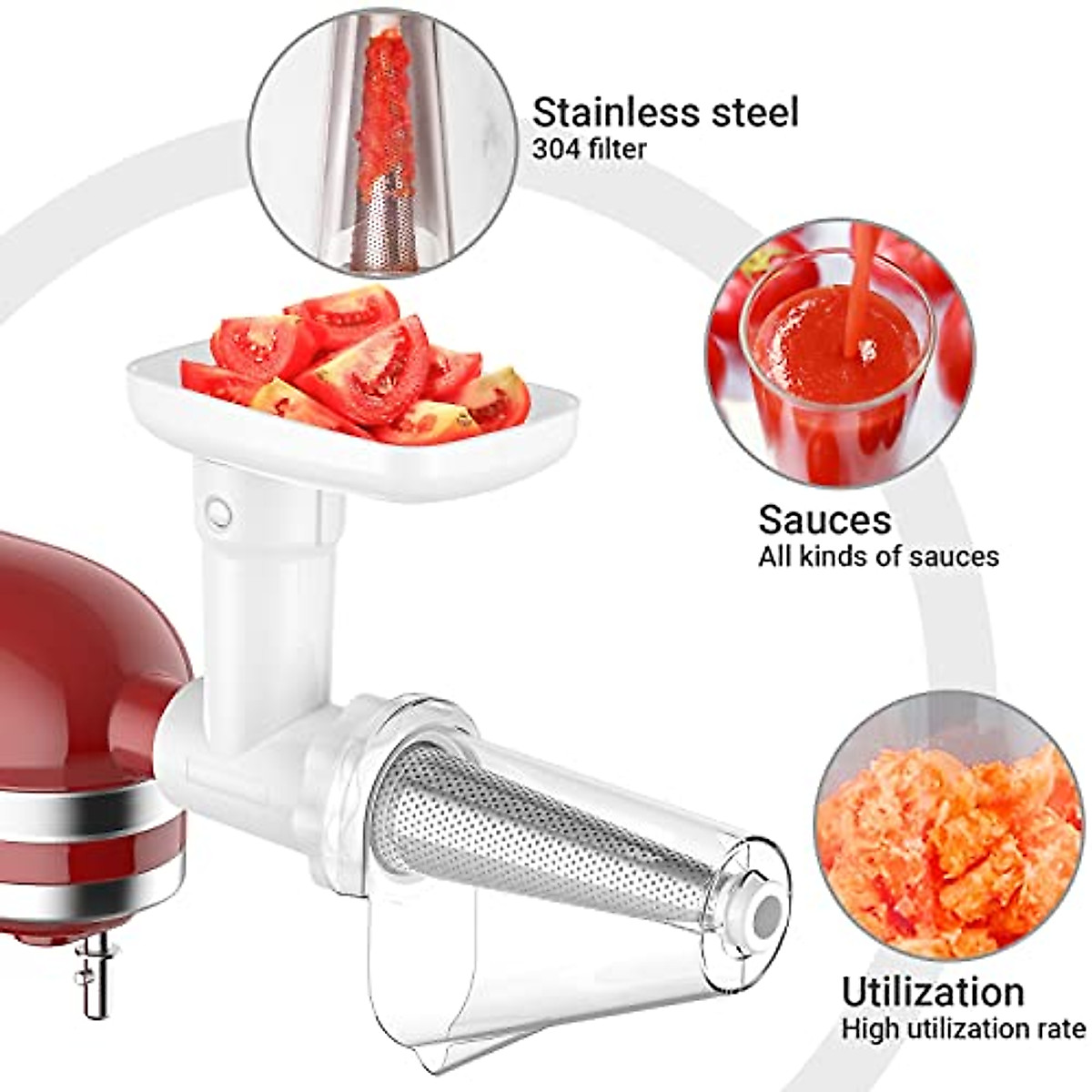 Gvode Slicer Shredder Attachment & Fruit and Vegetable Attachment Strainer Set with Meat Grinder