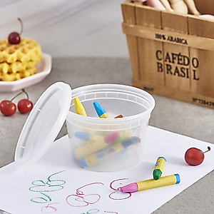 [48pack 16oz]FULING Plastic Containers With Lids Deli Disposable Food Storage Takeout Containers Airtight BPA-Free Leakproof Round Bowls for Soup Salad Restaurant Supplies With Clear Lids