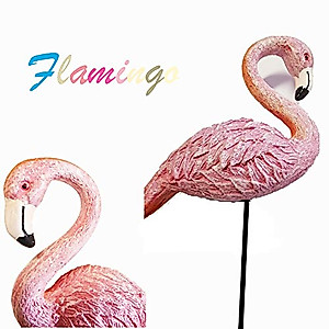 MUAMAX Miniature Flamingo Picks 2 Pack Fairy Garden Accessories Pink Miniature Garden Flamingo Figurines Decorative Plant Stakes for Pots Ornaments Flamingo Décor Gifts