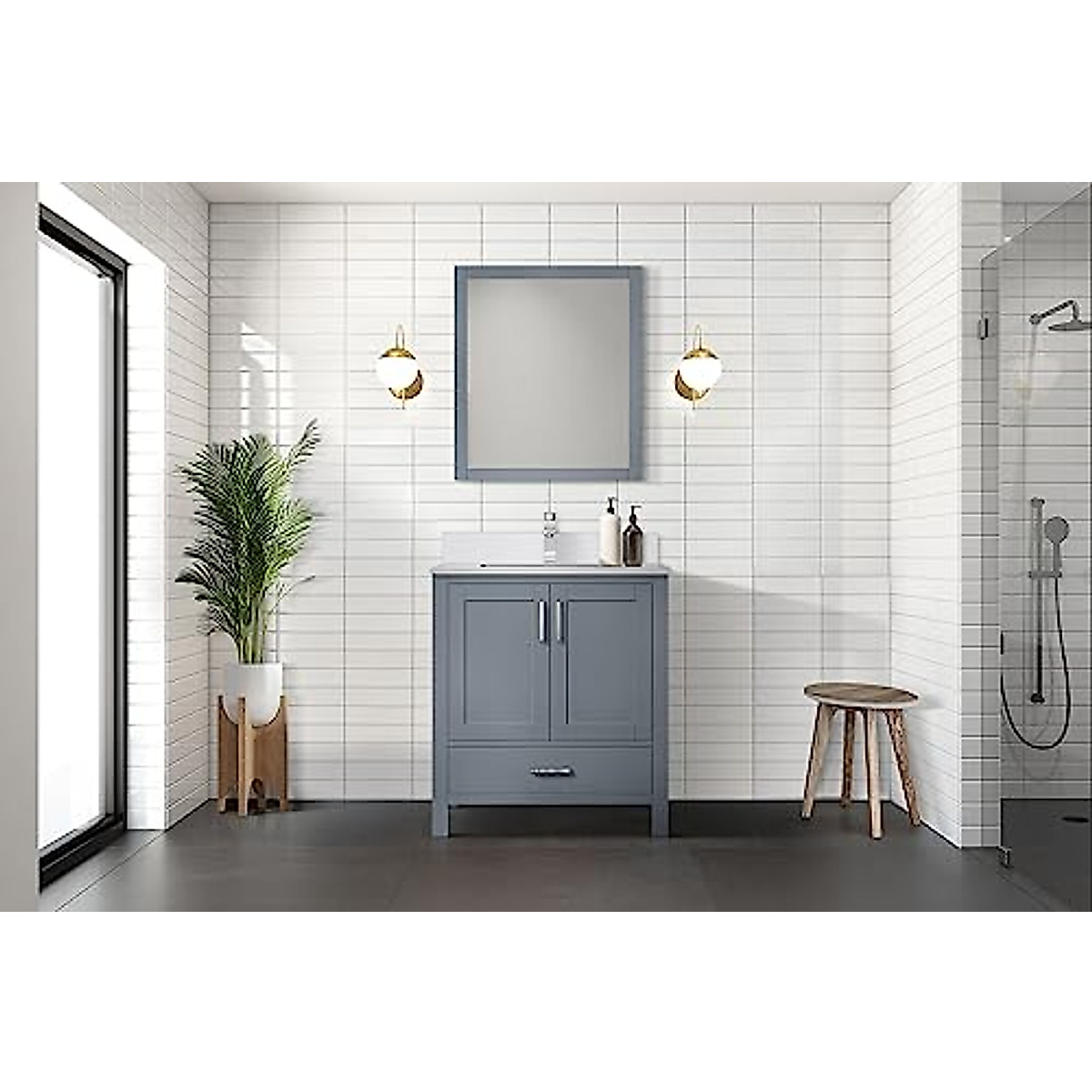 Bell+Modern Big Sur 30 in. W x 22 in. D Dark Grey Bath Vanity and Cultured Marble Top