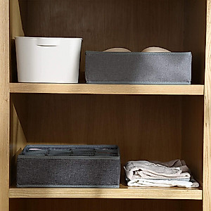 STYLIFING Bra Socks Underwear Organizer 3 Pack, Foldable Closet Organizer Drawer Soft Fabric Dresser Drawer Divider Bins for Bra Underwear Socks Ties Lingerie(Gray)