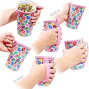 3 Pack Reusable Neoprene Insulator Sleeve for Iced Coffee Cups, Coffee Coozie sleeves with handle for Iced & Hot Drinks, Insulated Cup Holder, Neoprene Can Coozie sleeves with Insulated Sleeves