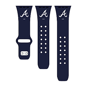 Game Time Atlanta Braves Silicone Watch Band Compatible with Apple Watch (42/44/45mm Navy)