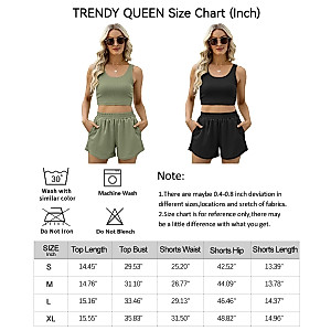 Trendy Queen Two Piece Summer Outfits 2 Piece Sets 2025 Sleeveless Matching Lounge Crop Top High Waisted Short Hotpink XL