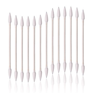 800pcs Cotton Swabs, Double Tipped Cotton Buds with Paper Stick, 4 Packs of 200 Pieces, Pointed Shape