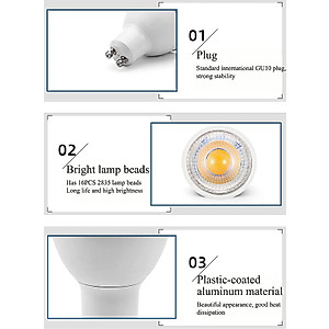 Edearkar GU10 LED Light Bulbs, 10W (100W Halogen Equivalent), 1000 Lumens, Non-Dimmable, 3000K Warm White, LED Bulbs for Recessed Track Lighting, AC90-265V, 60° Beam Angle, GU10 Base, Pack of 6