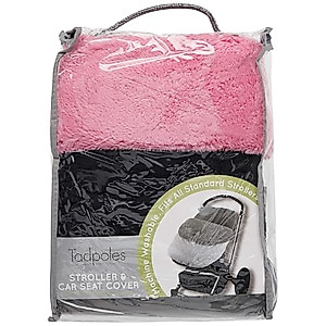 Tadpoles Quilted Stroller & Car Seat Cover - Black & Pink | 27" x 20" x 2" | Made of 100% Super Soft Microfiber Polyester | Warm, Gentle & Durable | Ideal for Use as a Stroller Cover & Car Seat Cover