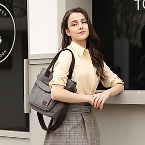 ZHIERNA Canvas Tote Purse for Women, Vintage Crossbody Shoulder Bags Small Handbag, Multi-pocket Top Handle Work Bag