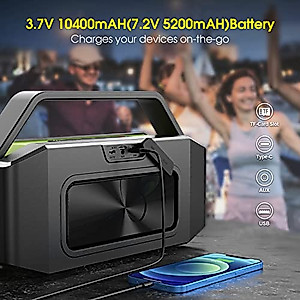 W-KING Portable Bluetooth Speakers, 60W IPX6 Loud Wireless Outdoor Waterproof Speaker with Subwoofer, 40H Playtime, Rich Bass Large Powerful Stereo Speaker with Power Bank, V5.0, TF Card, AUX, NFC, EQ