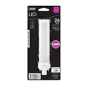 Feit Electric PL26E/H/841/LED LED PL Horizontal Recessed,1100 lm, 26W Equivalent, GX24Q-3 Base, 4100k