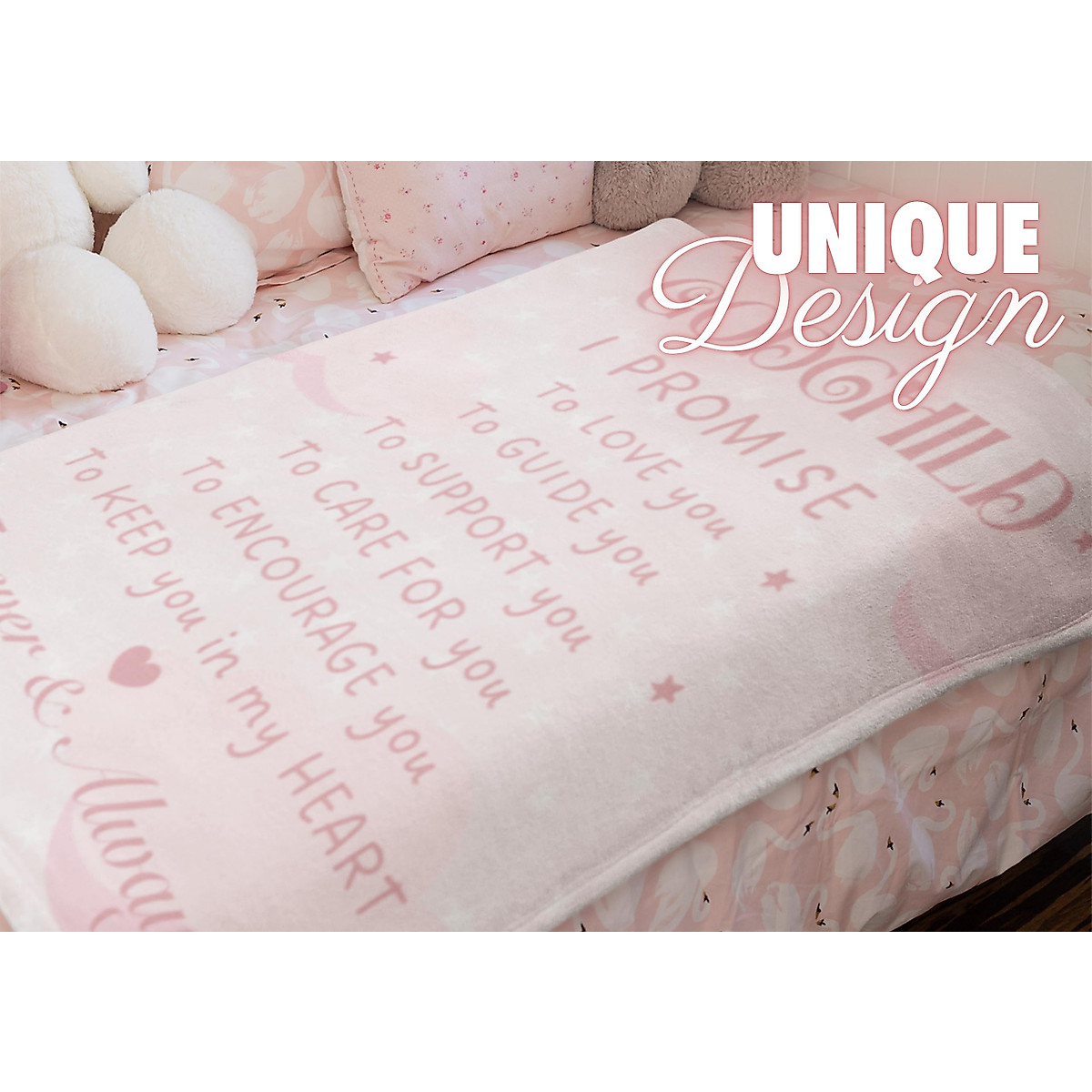 InnoBeta Baptism Gifts Throw Blanket for Girls, for Goddaughter, Baby Girls, Pink- 30"x 36"