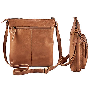 Wise Owl Accessories Leather Crossbody Bags and Purses for Women Bundled with RFID Blocking Long Bifold Credit Card Case Wallet (Set of 2 Cognac)