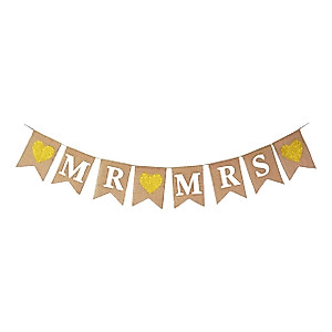 Love is Sweet Sign Banner – Mr and Mrs Burlap Banner Sign Rustic Decoration for Wedding Party Table Photobooth Props Home Wall by Mandala Crafts