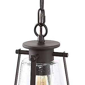 GEPOW Farmhouse Pendant Lighting for Kitchen Island, Rustic Hanging Light Fixture with Seeded Glass Shade for Bedroom, Foyer and Entryway, Bronze