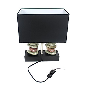 Elegant Designs LT1036-BLK Rectangular Dual Stacked Stone Ceramic Table Lamp, Black