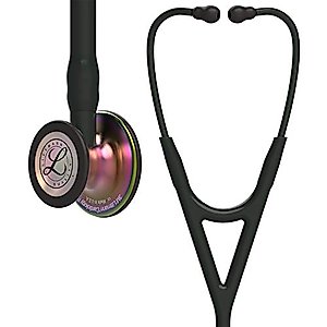 3M Littmann Cardiology IV Diagnostic Stethoscope, Rainbow-Finish Chest Piece, Black Tube, Stem and Headset, 27 Inch, 6165