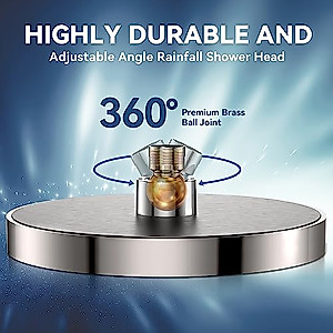 Auterfar Shower Head High Pressure | 8" Large Rain Shower Head | Luxury Shower Experience | Chrome Plated Finish and Adjustable Angles | 126 Anti-Clogging Silicone Nozzles Fixed Showerhead