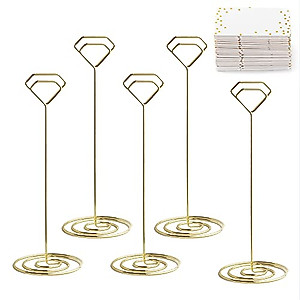 Wettin 12Pcs Unique Table Number Holders with 14Pcs Place Cards, Place Card Holder, Table Card Holder, Table Number Stands, Picture Clips Name Card Photo Holder for Wedding Birthday Party Baby Shower