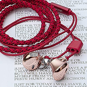 URIZONS Earbuds Earphones in-Ear Headphones - Headsets with Microphone Remote for iPhone, iPad, Mac, Laptop Android Devices Fabric Braided Wristband Bracelet (red)