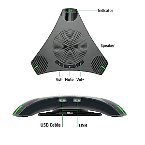 Conference Microphone USB Speakerphone Microphone for Business Conference,360° Omnidirectional Microphone Intelligent DSP Noise Reduction for Video Meeting (mic +Speaker+hub)