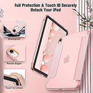 Fintie SlimShell Case for iPad Mini 6 2021 - [Magnetic Clasp] Lightweight Stand Case with Translucent Frosted Back Cover, Auto Wake/Sleep for iPad Mini 6th Generation 8.3 Inch, Rose Gold