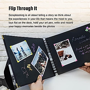 Photo Album Scrapbook 100 Pages(8.3x11.6in) Personalized, Hardcover Black Page Scrapbook Journals Blank Handmade Memory Book