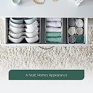 RUBOXA Dresser Organizer - Set of 4 Drawer Organizers for Clothing, Bra and Underwear Organizer Bins for Bedroom Organization, Breathable, Easy Assemble, Foldable, for Lingerie, Sock, Tie ETC. (GREY)